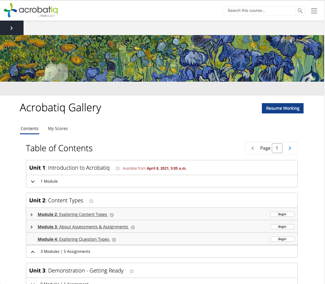 Course Navigation – Acrobatiq