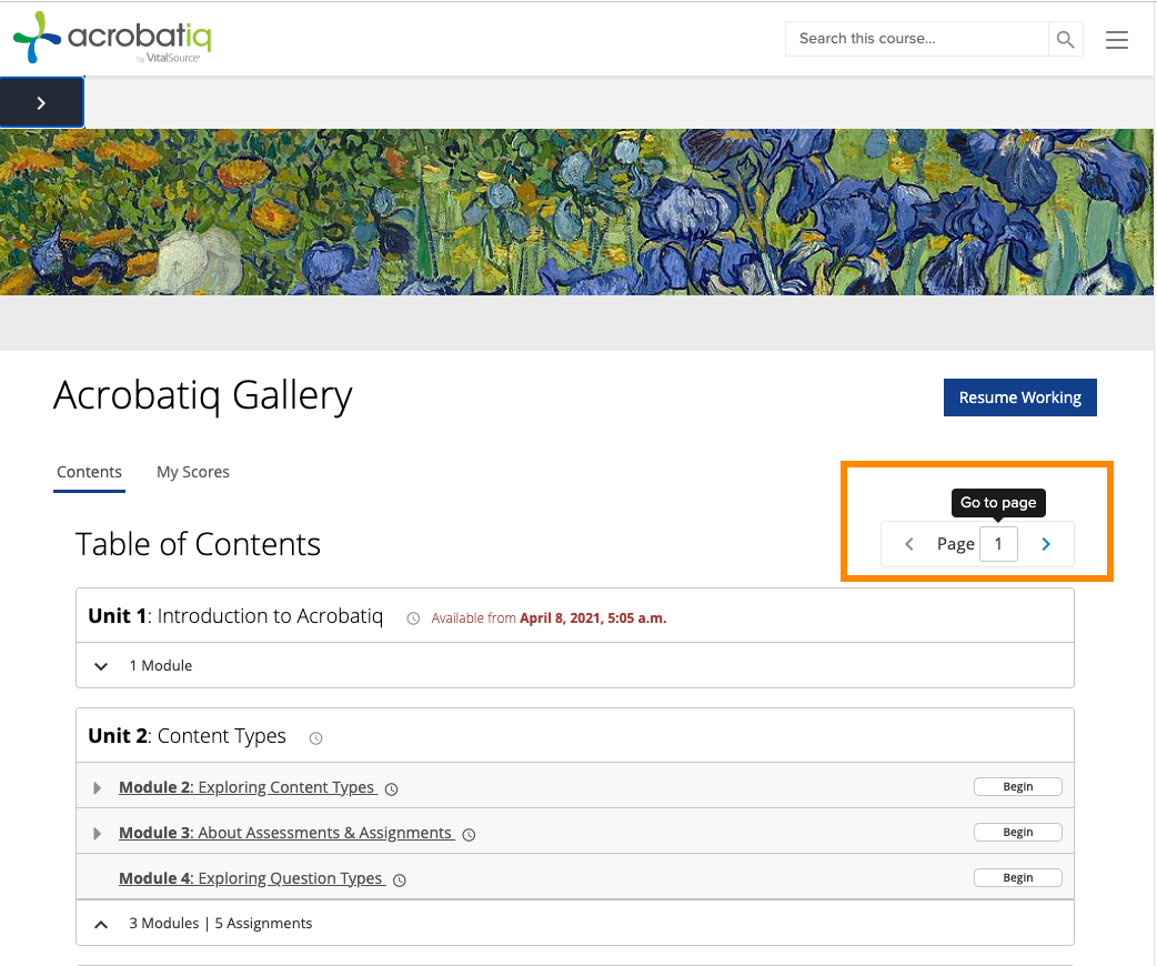Course Navigation – Acrobatiq